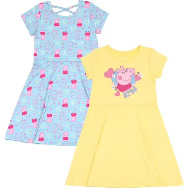 PEPPA PIG 2-pack Short Sleeve Skater Dress - Blue/yellow