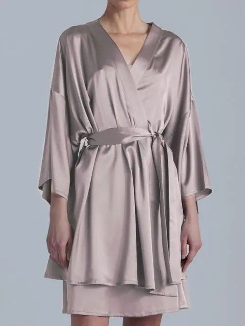 ALAS Silk 3/4 Sleeve Dressing Gown - Champagne Pink