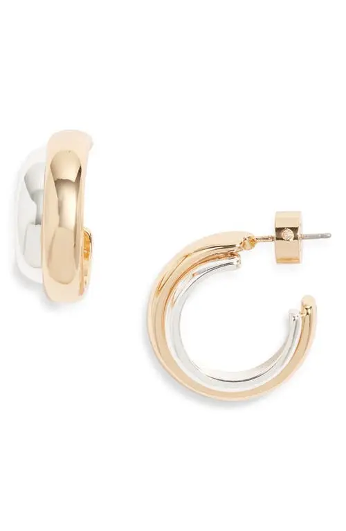 Nordstrom Two-tone Double Hoop Earrings - Goldilver