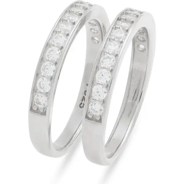 Nordstrom Set Of Two Cubic Zirconia Rings - Platinum Plated
