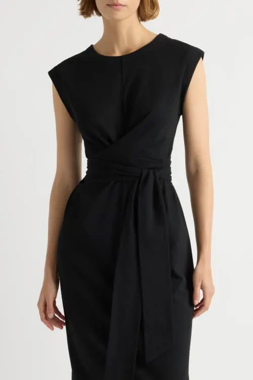 Modern Citizen Fei Tie-front Organic Cotton Midi Dress - Black