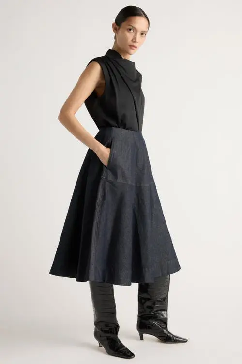 Modern Citizen Allegra Gathered-neck Sleeveless Blouse - Black