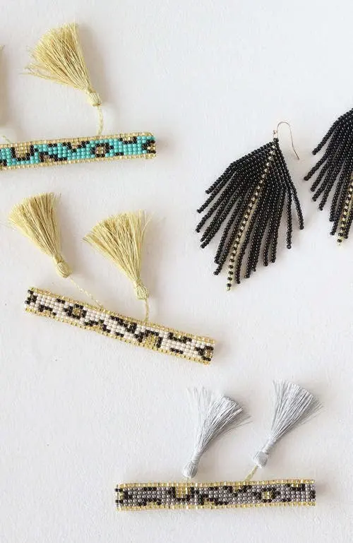 FOSTERIE Embera Seed Bead Dangle Earrings - Empire