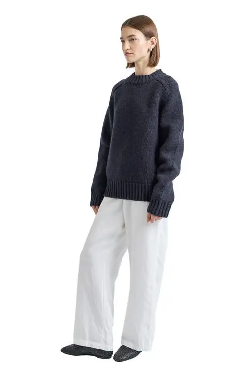 Almina Concept Knit Wool Crewneck Sweater - Dark Navy