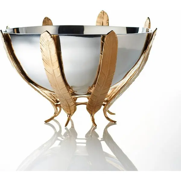 LUNARES Feather Pedestal Bowl - Gold