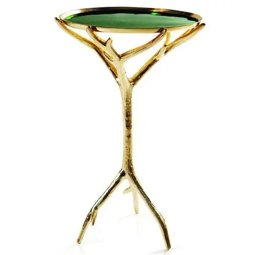 LUNARES Manzanita Accent Table - Gold W/emerald Green