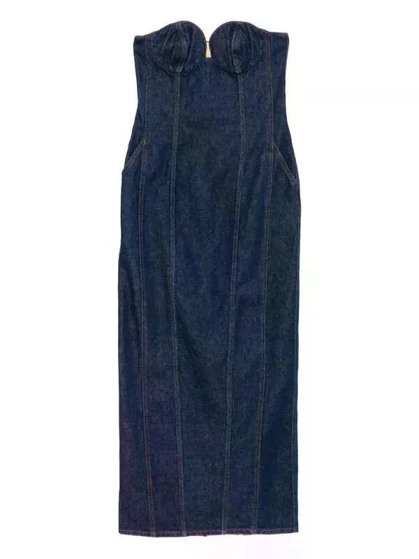 Magda Butrym Strapless Denim Midi Dress - Blue