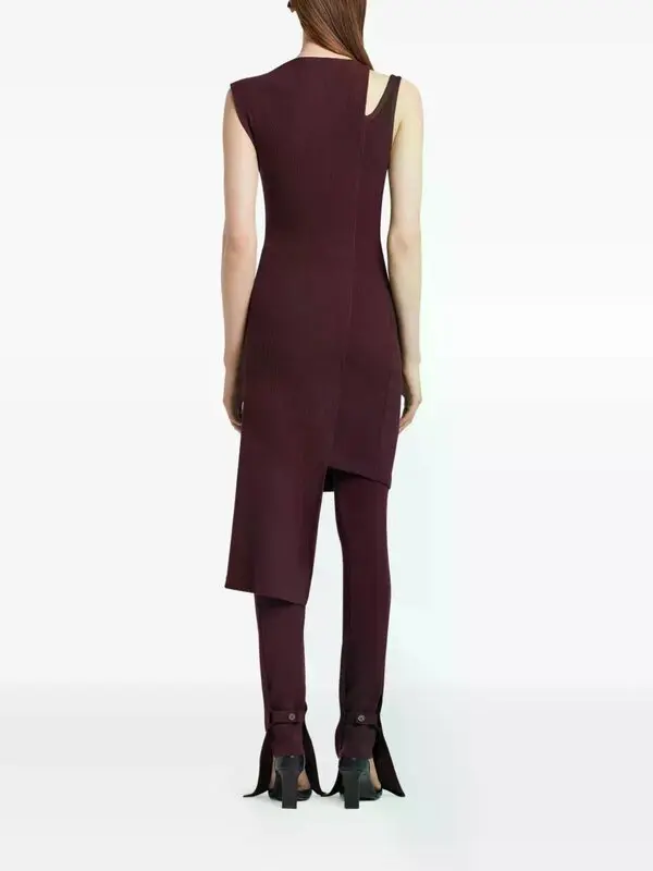 COURREGES Asymmetrical Ribbed Midi Dress - Red