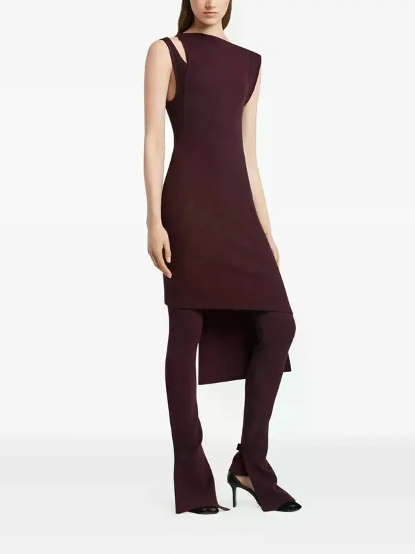 COURREGES Asymmetrical Ribbed Midi Dress - Red