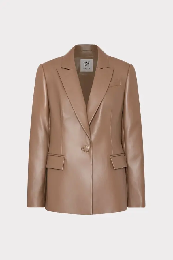 MILLY Alexa Vegan Leather Blazer