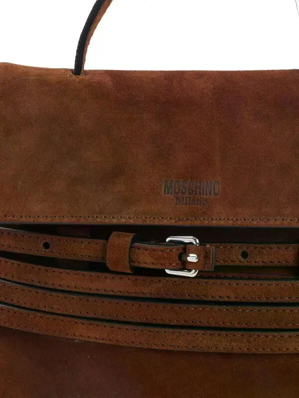 Moschino Suede Handbag With Buckle Detail