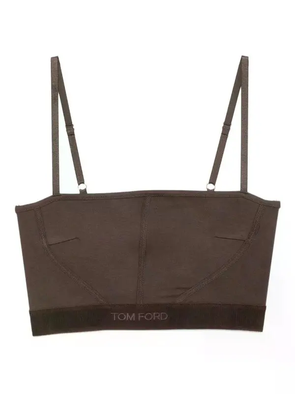 TOM FORD Logo-embroidered Tank Top - Brown
