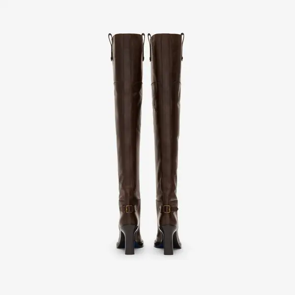 Burberry Leather Cavalier Thigh-high Heel Boots
