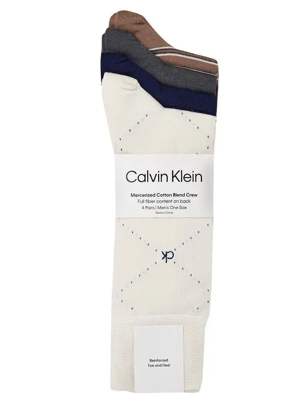 Calvin Klein Cotton Blend Dress Socks 4-pack - Tan Multi