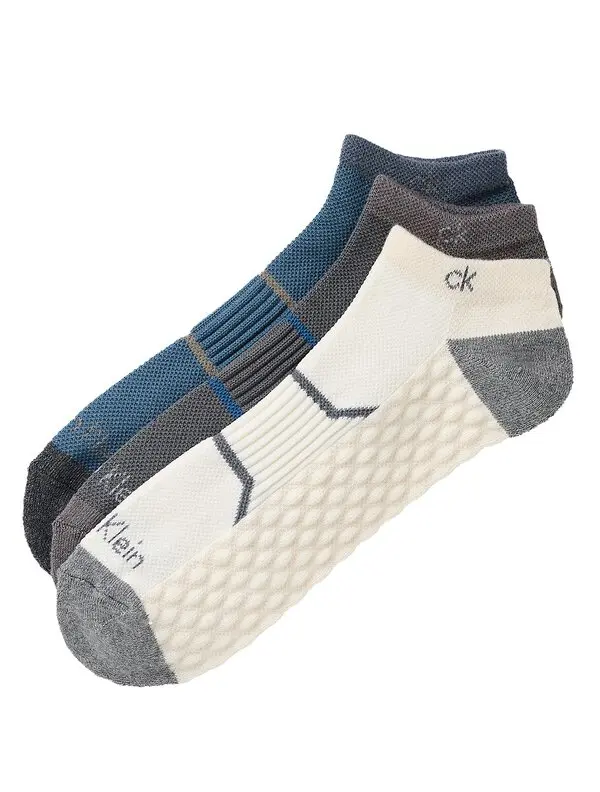 Calvin Klein Combed Cotton Blend No Show Socks 3 Pack - Tan Multi
