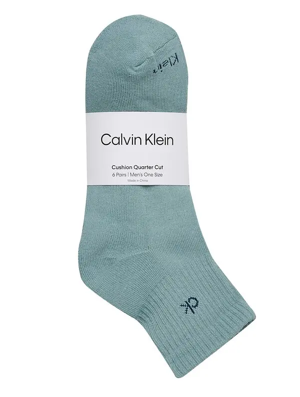 Calvin Klein Knit Quarter Socks 6 Pack - Blue Assorted