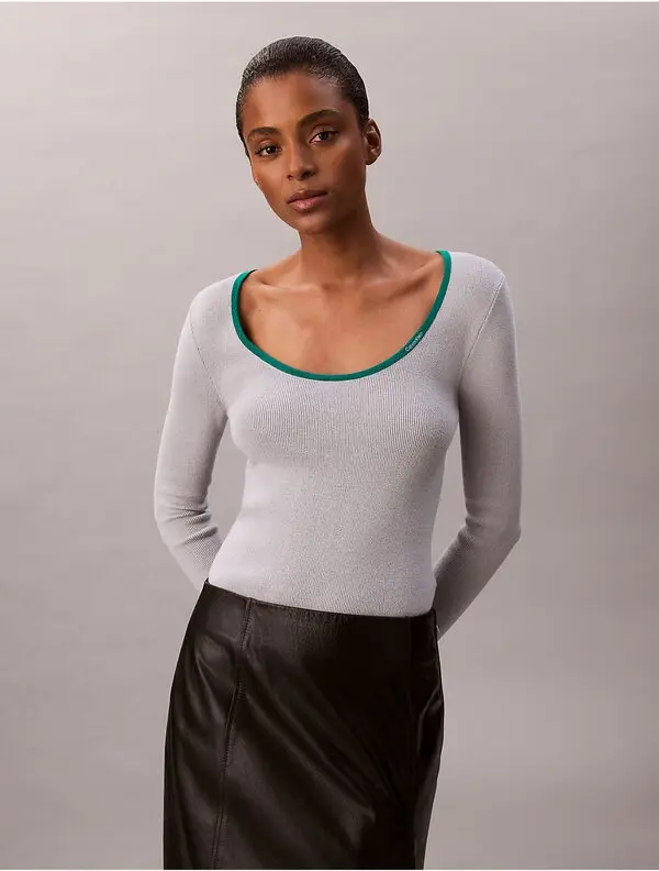 Calvin Klein Cotton Blend Scoopneck Sweater
