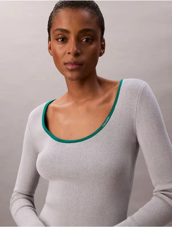 Calvin Klein Cotton Blend Scoopneck Sweater