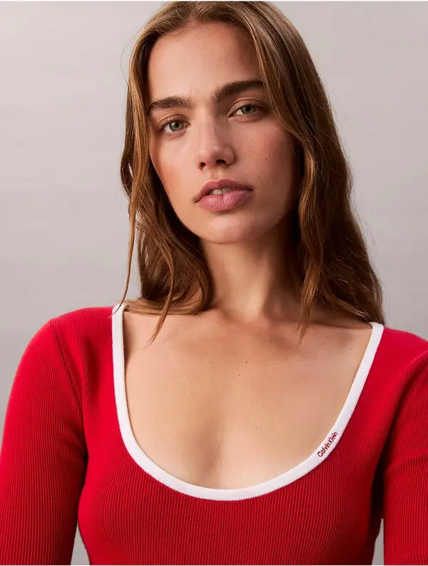 Calvin Klein Cotton Blend Scoopneck Sweater