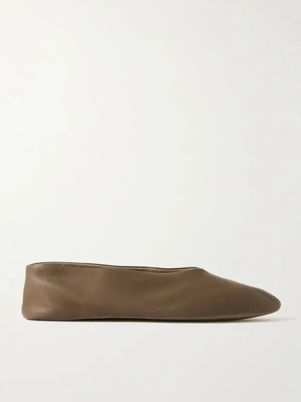 THE ROW Stella Leather Ballet Flats - Brown