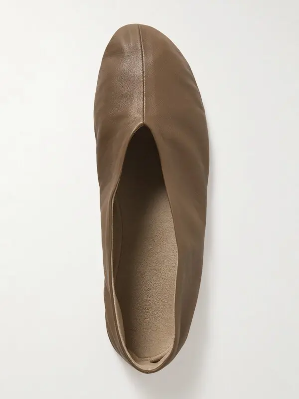 THE ROW Stella Leather Ballet Flats - Brown