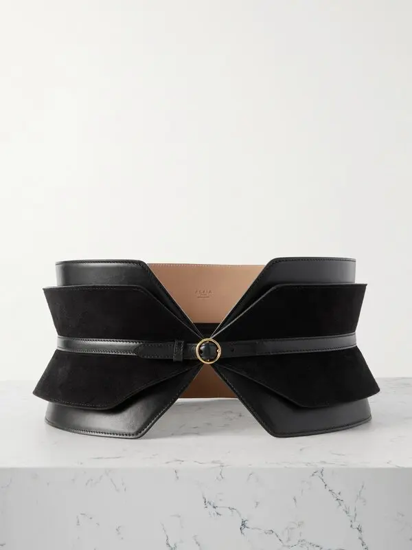 Alaïa Leather And Suede Waist Belt - Black