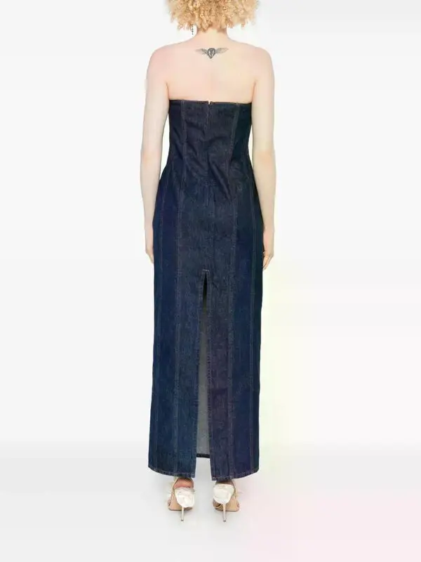Magda Butrym Strapless Denim Midi Dress