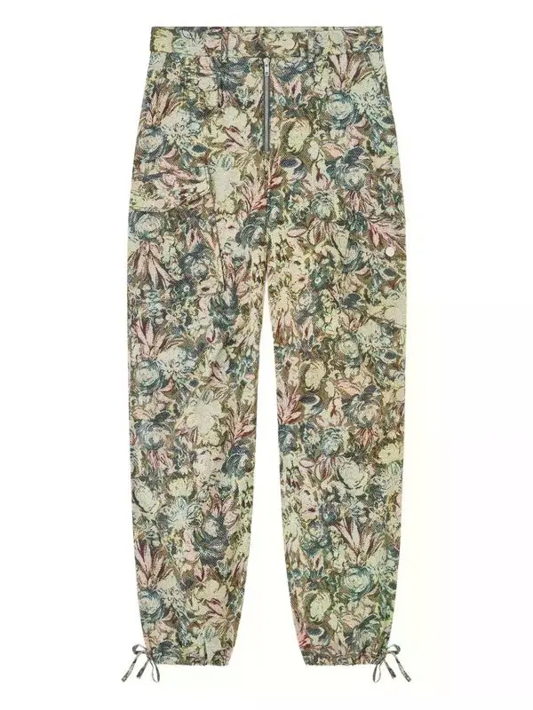 GANNI Floral-print Trousers - Neutrals