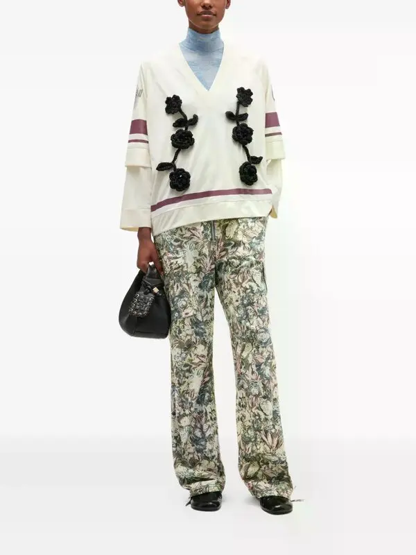 GANNI Floral-print Trousers - Neutrals
