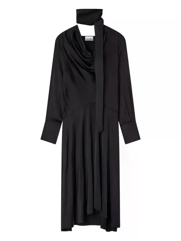 GANNI Cowl-neck Scarf Midi Dress