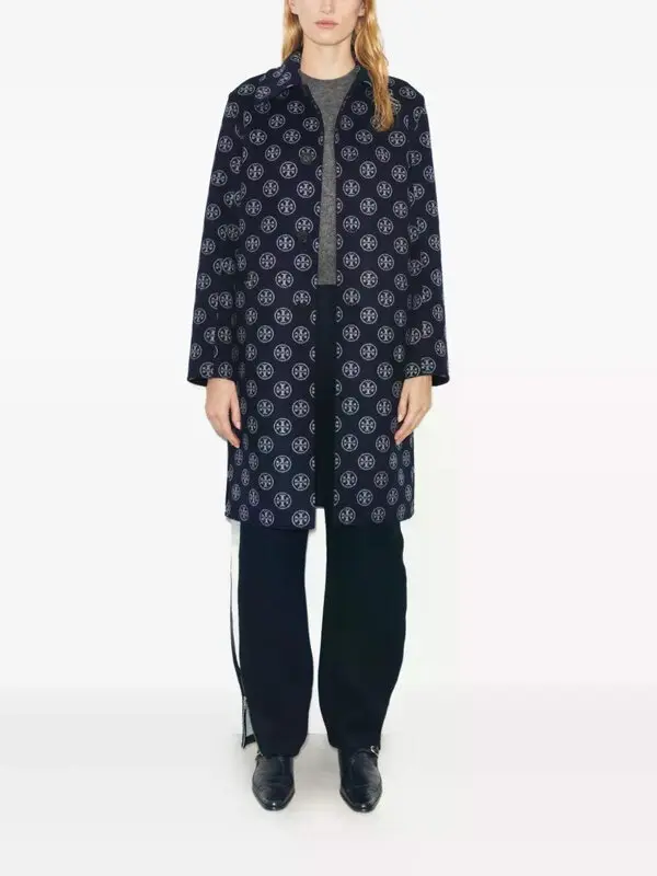 Tory Burch Monogram Jacquard Wool Coat