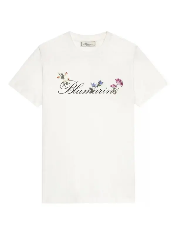 Blumarine Floral-embroidered T-shirt - White