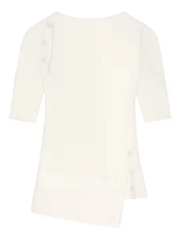 COURREGES Ribbed-knit Top With Cut-out And Embroidered Logo