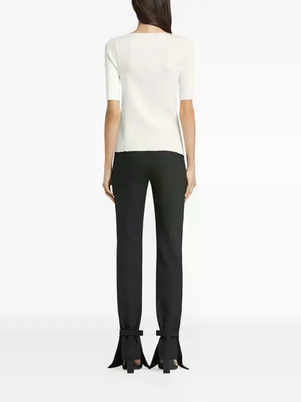 COURREGES Ribbed-knit Top With Cut-out And Embroidered Logo
