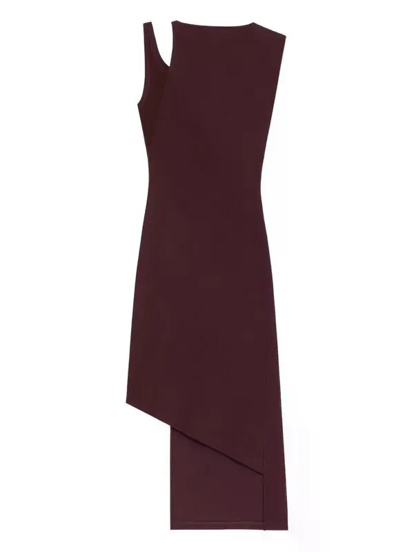 COURREGES Asymmetrical Ribbed Midi Dress - Red
