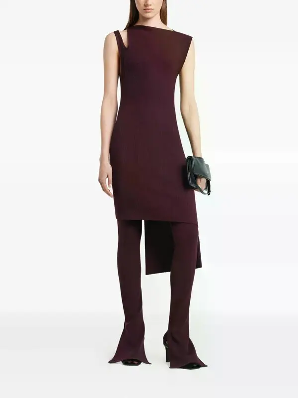 COURREGES Asymmetrical Ribbed Midi Dress - Red