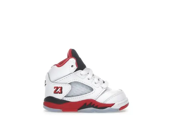 JORDAN 5 Retro Tongue Sneakers - White/fire Red/black