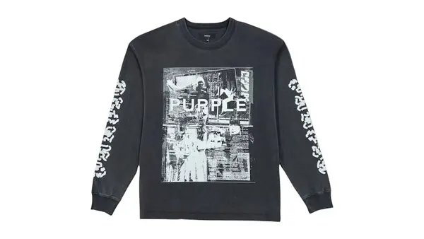 PURPLE BRAND P204tbbd425 Textured Jersey Long Sleeve Tee Shirt