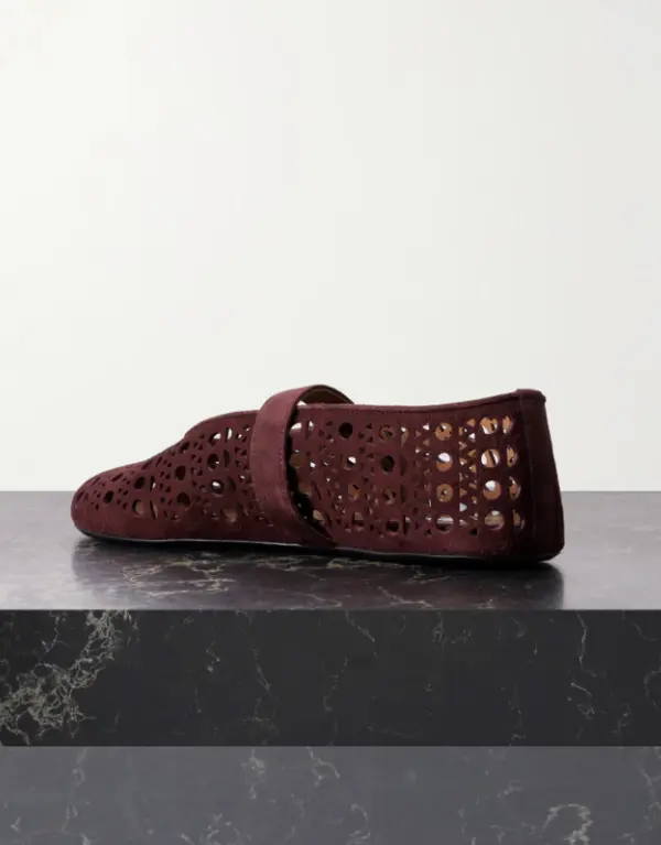 Alaïa Laser-cut Suede Ballet Flats