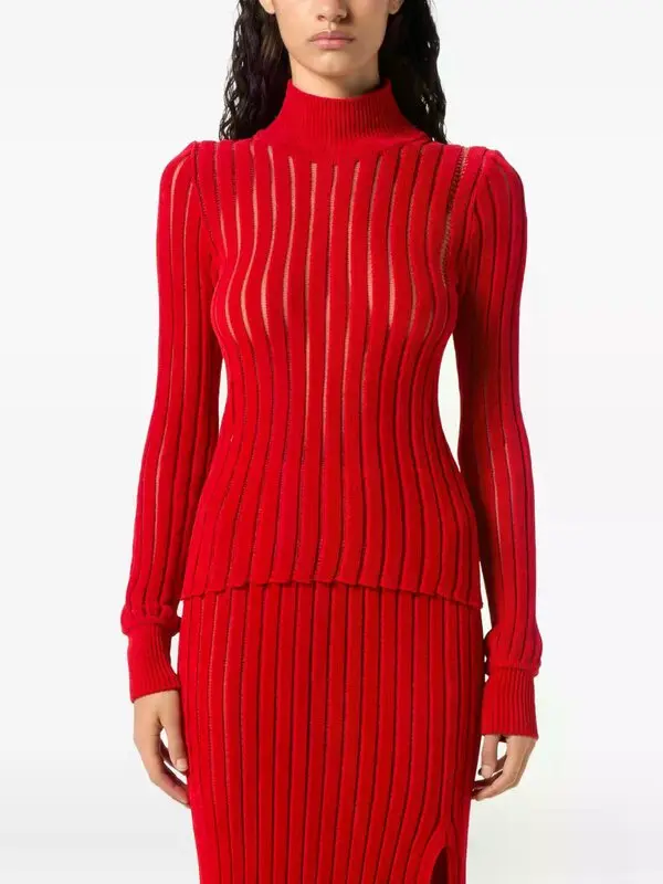 Blumarine High-neck Ribbed Sweater
