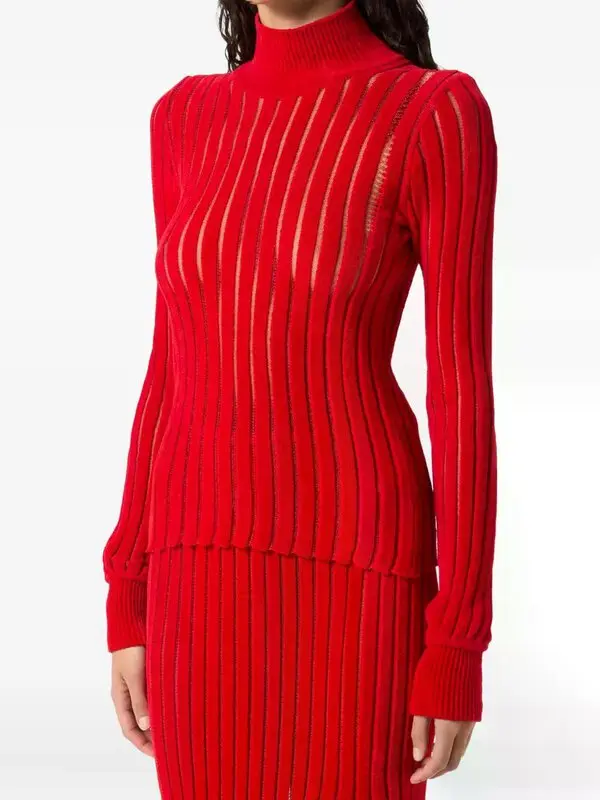 Blumarine High-neck Ribbed Sweater