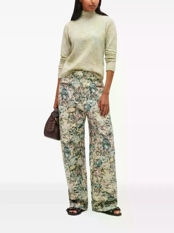 GANNI Floral Tapestry Jacquard Trousers - Neutrals