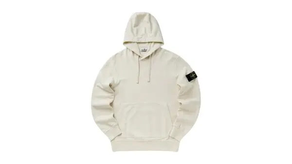 Stone Island 6100062 Organic Cotton Fleece Hooded Sweatshirt - Ivory