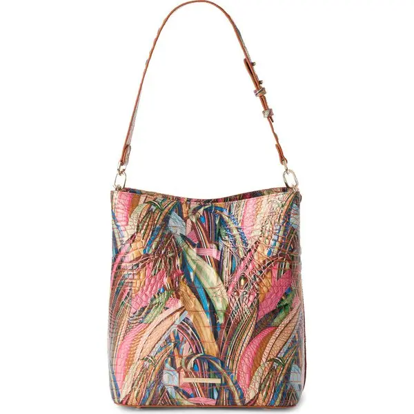 Brahmin Celina Croc Embossed Leather Bucket Bag - Sunleaf