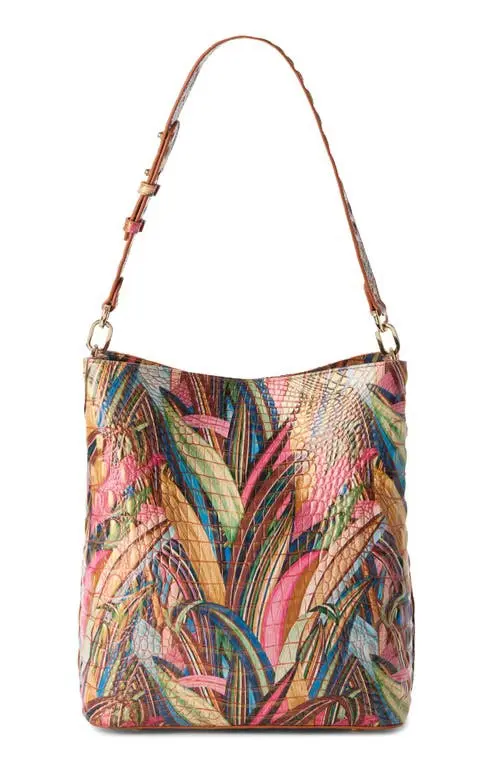 Brahmin Celina Croc Embossed Leather Bucket Bag - Sunleaf