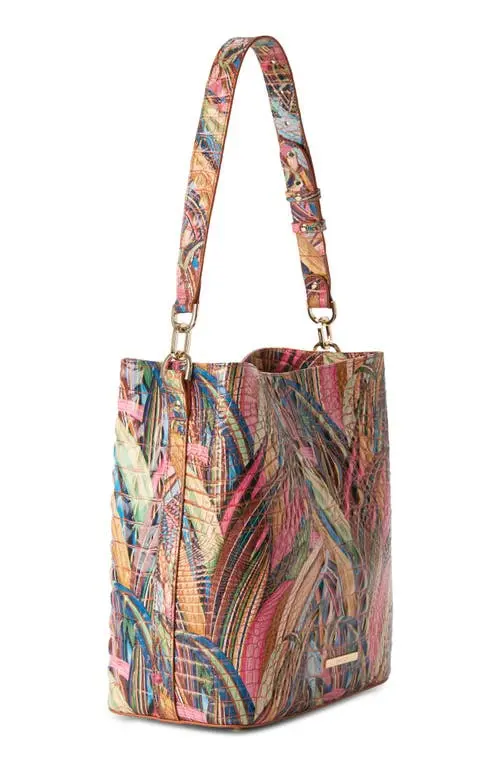 Brahmin Celina Croc Embossed Leather Bucket Bag - Sunleaf