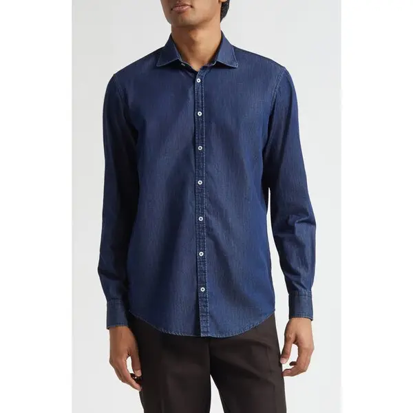 Massimo Alba Canary Classic Fit Cotton Denim Button-up Shirt