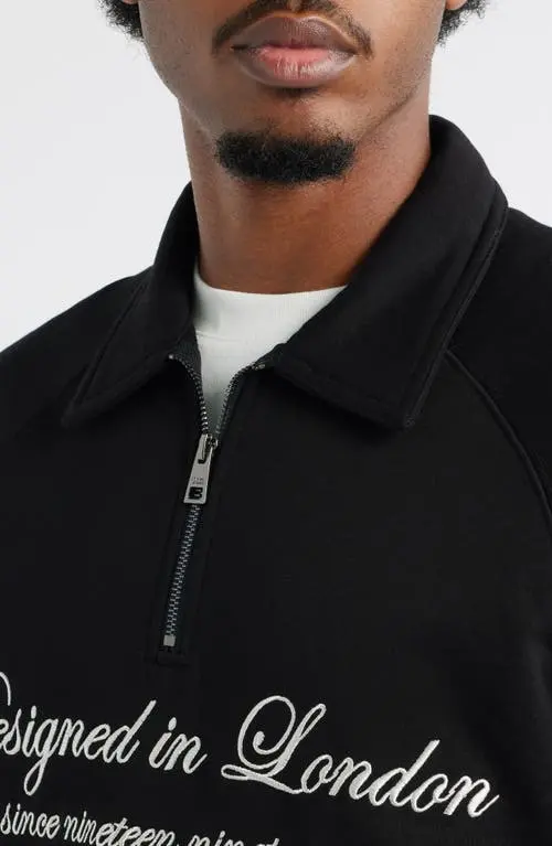 CRIMINAL DAMAGE Oversize Half Zip Polo Sweatshirt