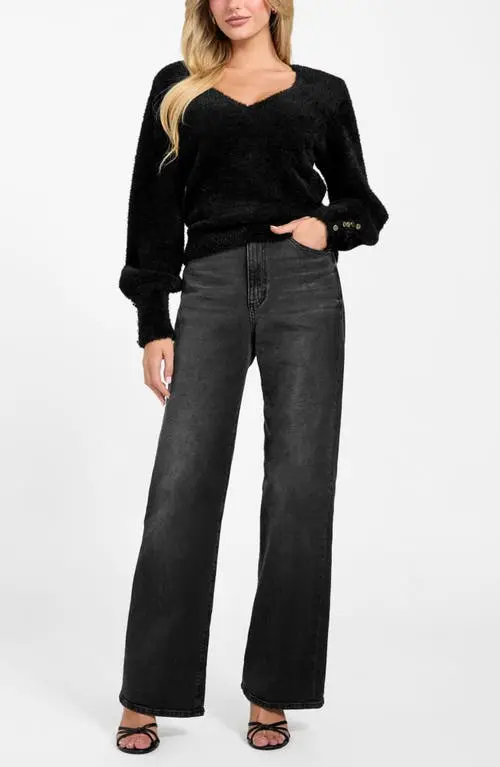 Guess Faux Fur Sweater - Black-black