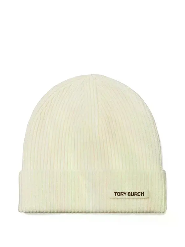 Tory Burch Ribbed-knit Beanie - White